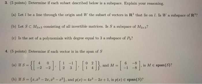 Solved 3. (5 points) Determine if each subset described | Chegg.com