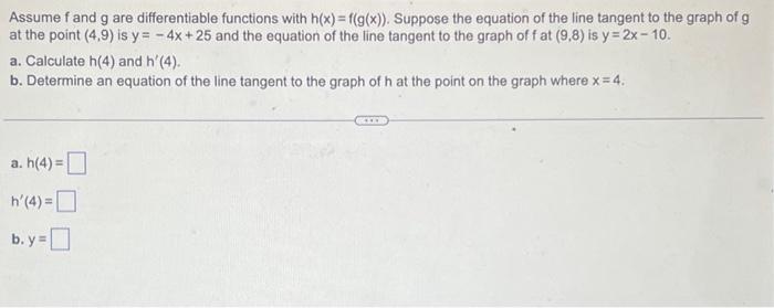 Solved Assume f and g are differentiable functions with | Chegg.com