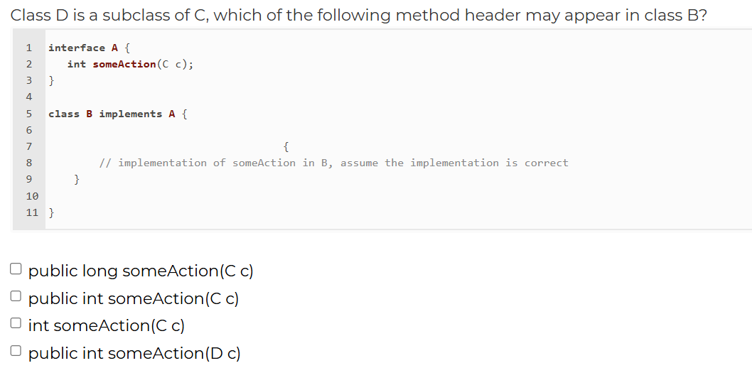 Solved Class \( ﻿D \) ﻿is a subclass of \( ﻿C \), ﻿which of | Chegg.com