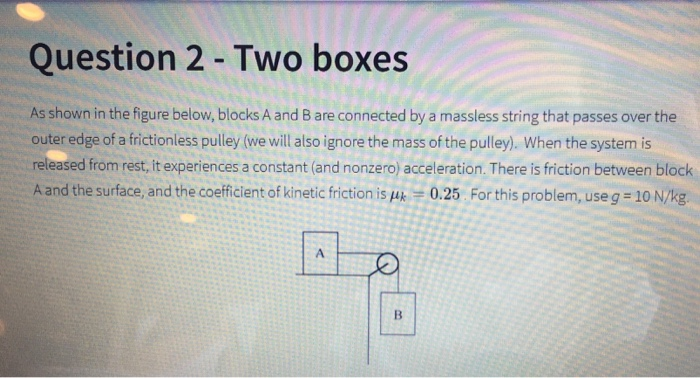 Solved Question 2 - Two boxes As shown in the figure below, | Chegg.com