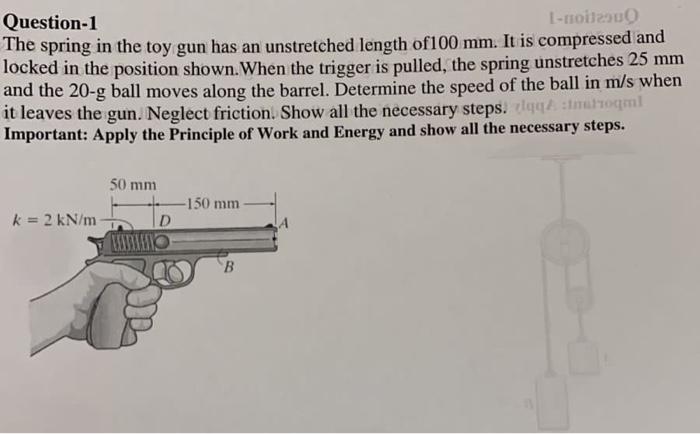 Solved Question-1 L-tro. The spring in the toy gun has an | Chegg.com