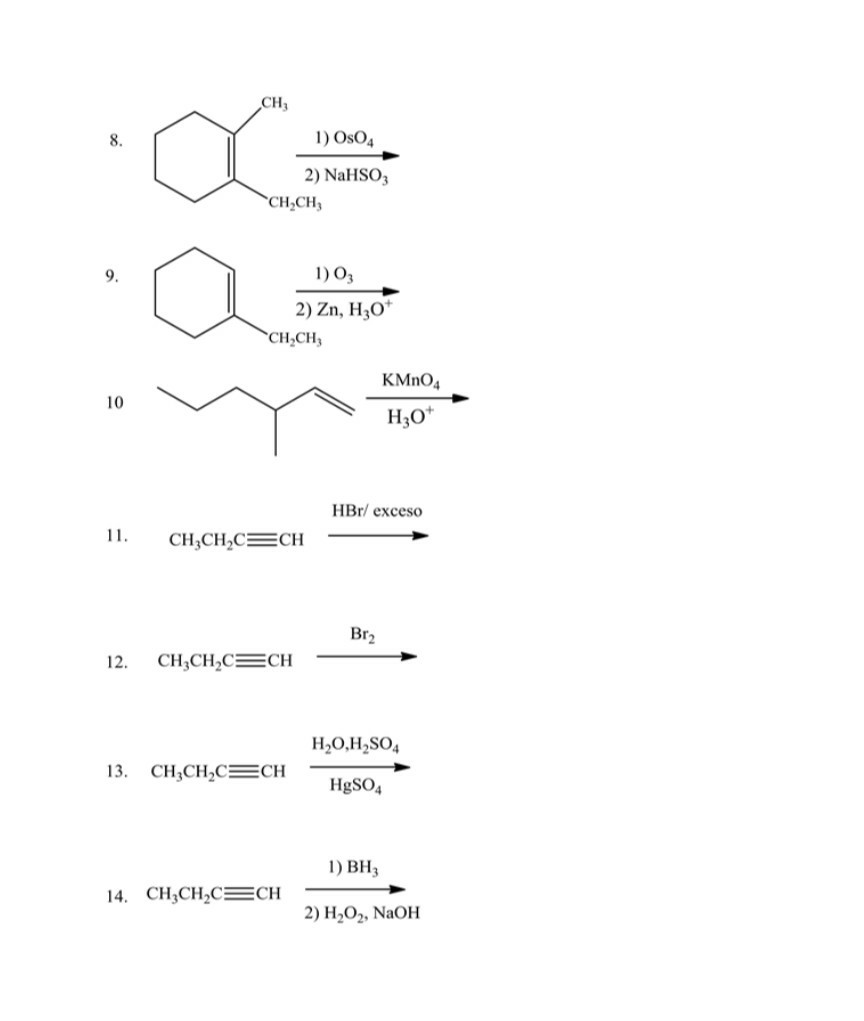 Solved 1) OsO4 2) NaHSO3 CH.CH 1) 2) Zn, H30+ CH.CH KMnO4 | Chegg.com