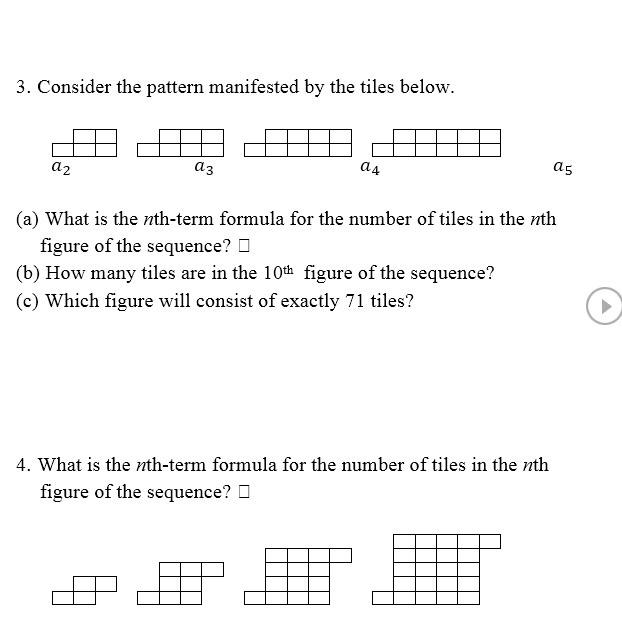 Solved 3. Consider the pattern manifested by the tiles | Chegg.com