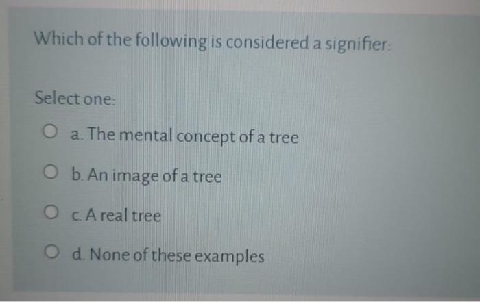 Solved Which of the following is considered a signifier: | Chegg.com
