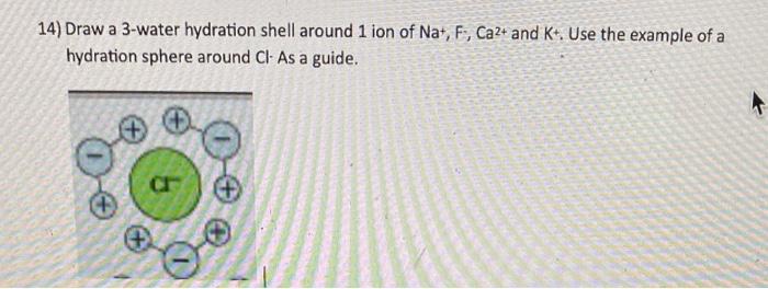 Solved draw a 3water hydration shell around 1 ion of Na+, | Chegg.com