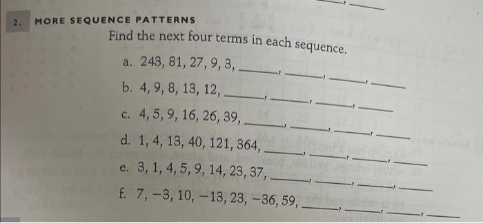 Solved Find the next four terms in each sequence. a. | Chegg.com