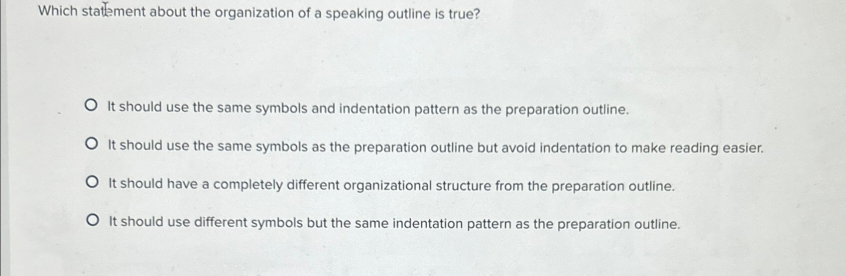 Solved Which statement about the organization of a speaking | Chegg.com