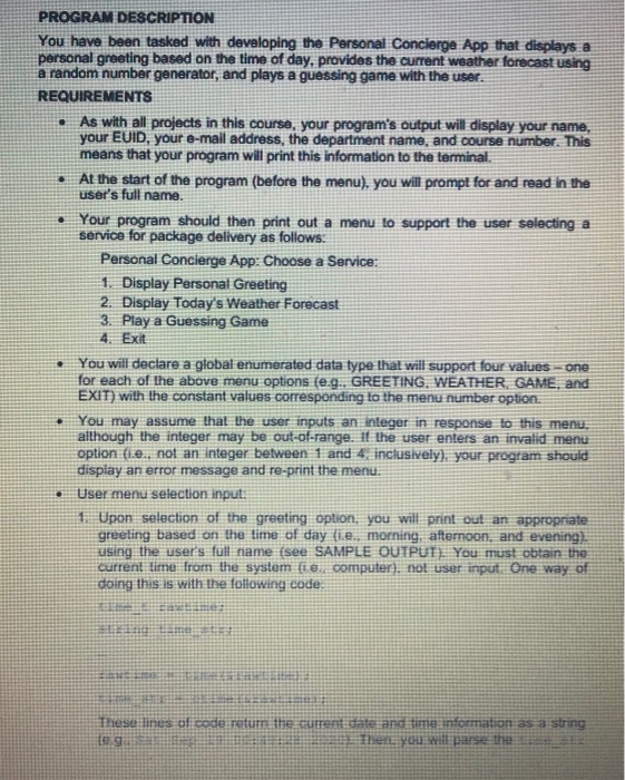 Solved PROGRAM DESCRIPTION You have been tasked with | Chegg.com