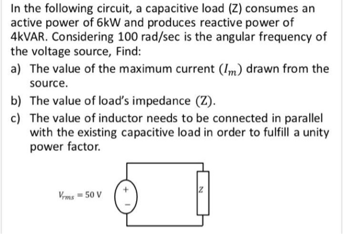Solved In the following circuit, a capacitive load (2) | Chegg.com