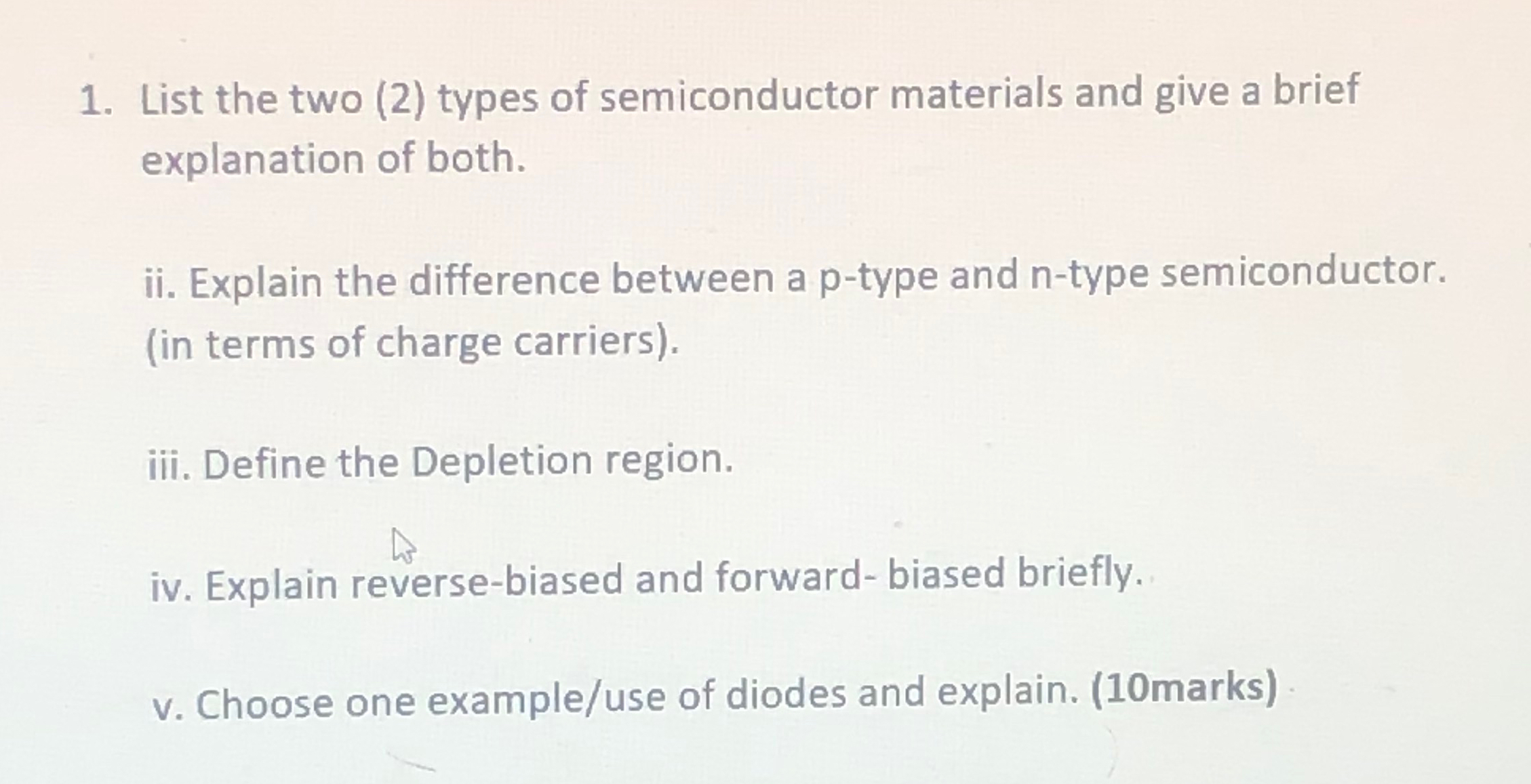 Solved List the two (2) ﻿types of semiconductor materials | Chegg.com