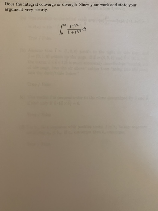 Solved Does the integral converge or diverge? Show your work | Chegg.com