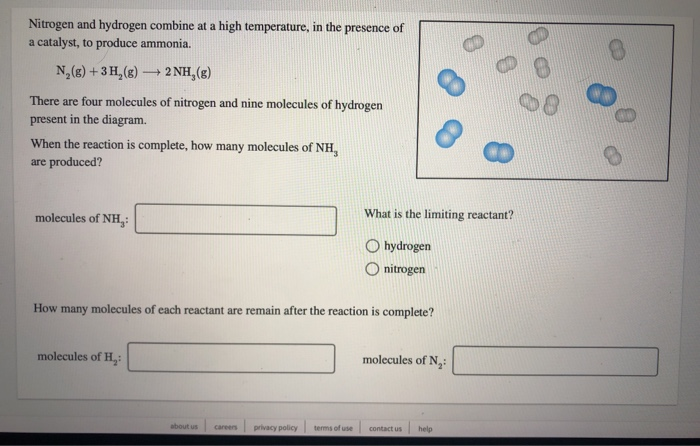 Solved Nitrogen and hydrogen combine at a high temperature, | Chegg.com