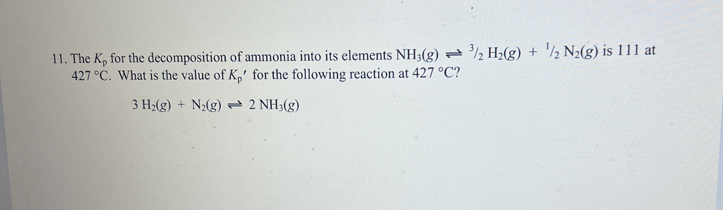 Solved The Kp ﻿for the decomposition of ammonia into its | Chegg.com