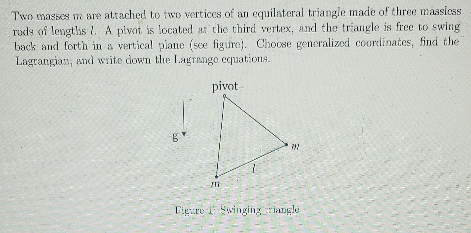 Two masses m are attached to two vertices of an | Chegg.com