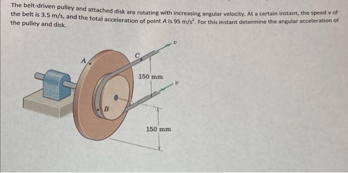 [Solved]: The belt-driven pulley and attached disk are rota
