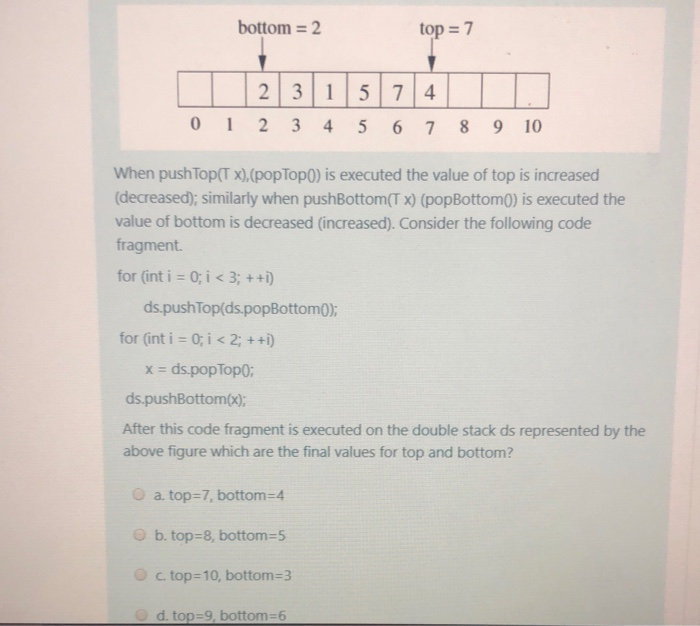 Solved bottom = 2 top = 7 5 2 31 7 4 0 1 2 3 4 5 6 7 8 9 10 | Chegg.com