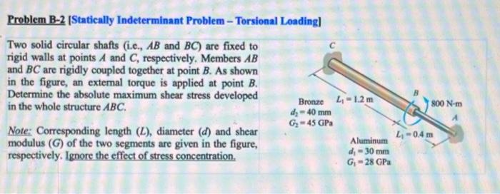 Solved Problem B-2 (Statically Indeterminant Problem - | Chegg.com