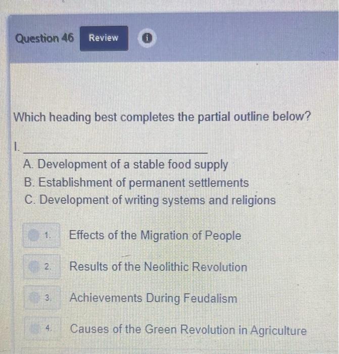Which heading best completes the partial outline | Chegg.com