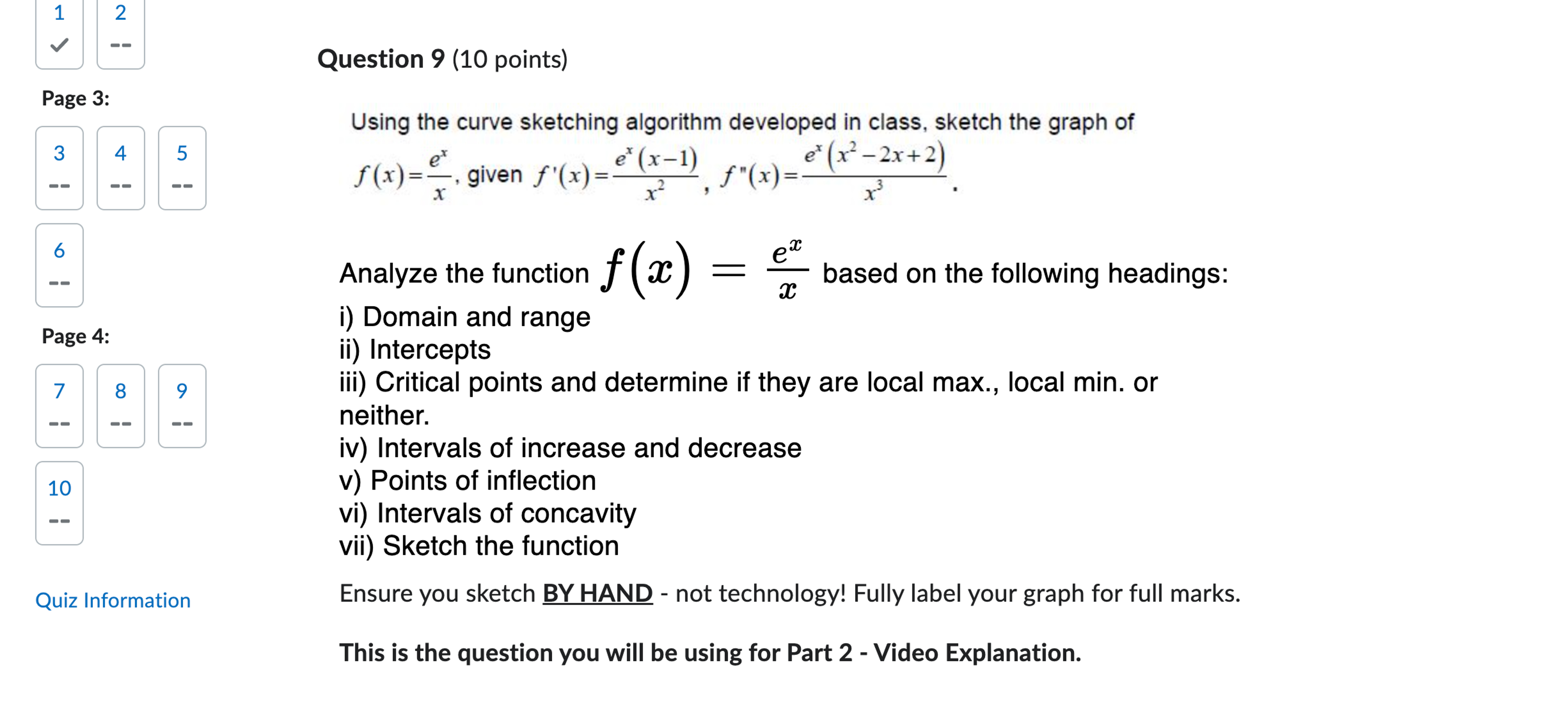 Solved Question 9 (10 ﻿points)Using the curve sketching | Chegg.com