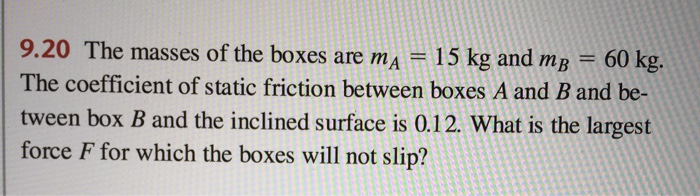 Solved 9.20 The masses of the boxes are ma = 15 kg and mp = | Chegg.com
