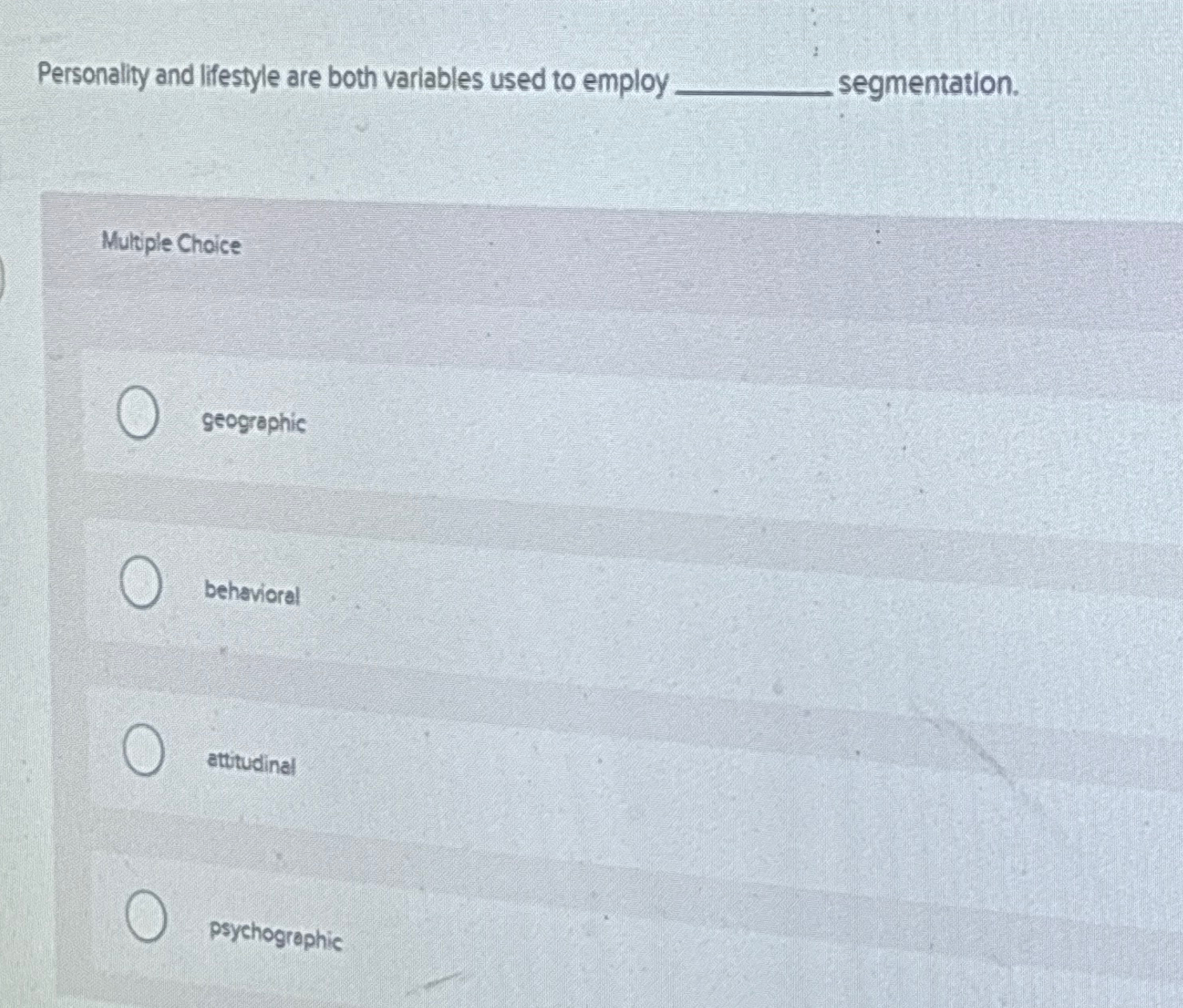 Solved Personality and lifestyle are both variables used to | Chegg.com
