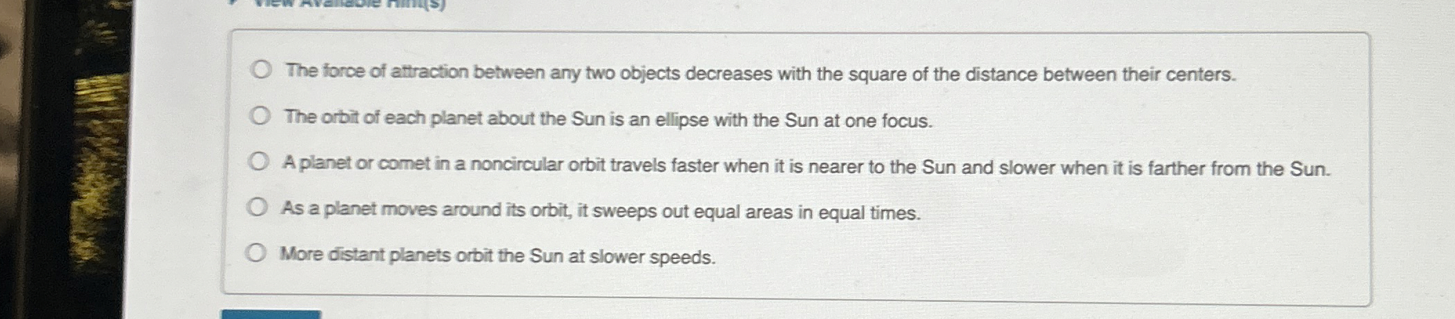 Solved The force of attraction between any two objects | Chegg.com