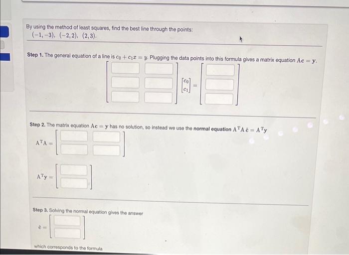 Solved By using the method of least squares, find the best | Chegg.com