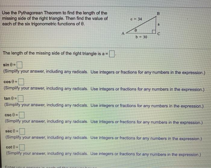 Solved use the pythagorean theorem to find the length of the | Chegg.com
