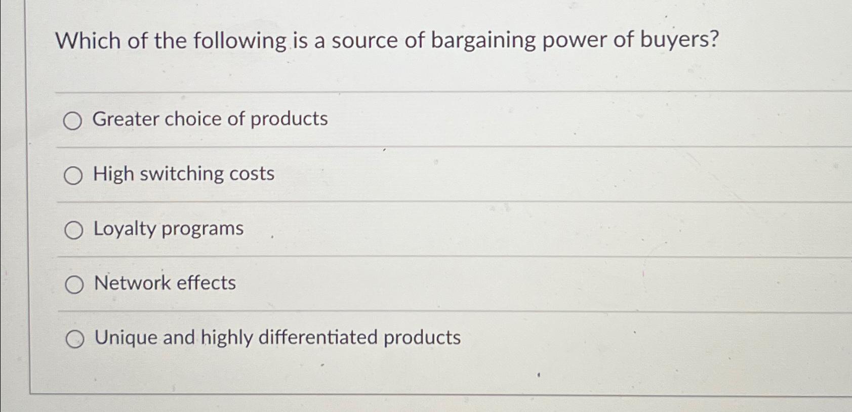 Solved Which of the following is a source of bargaining | Chegg.com