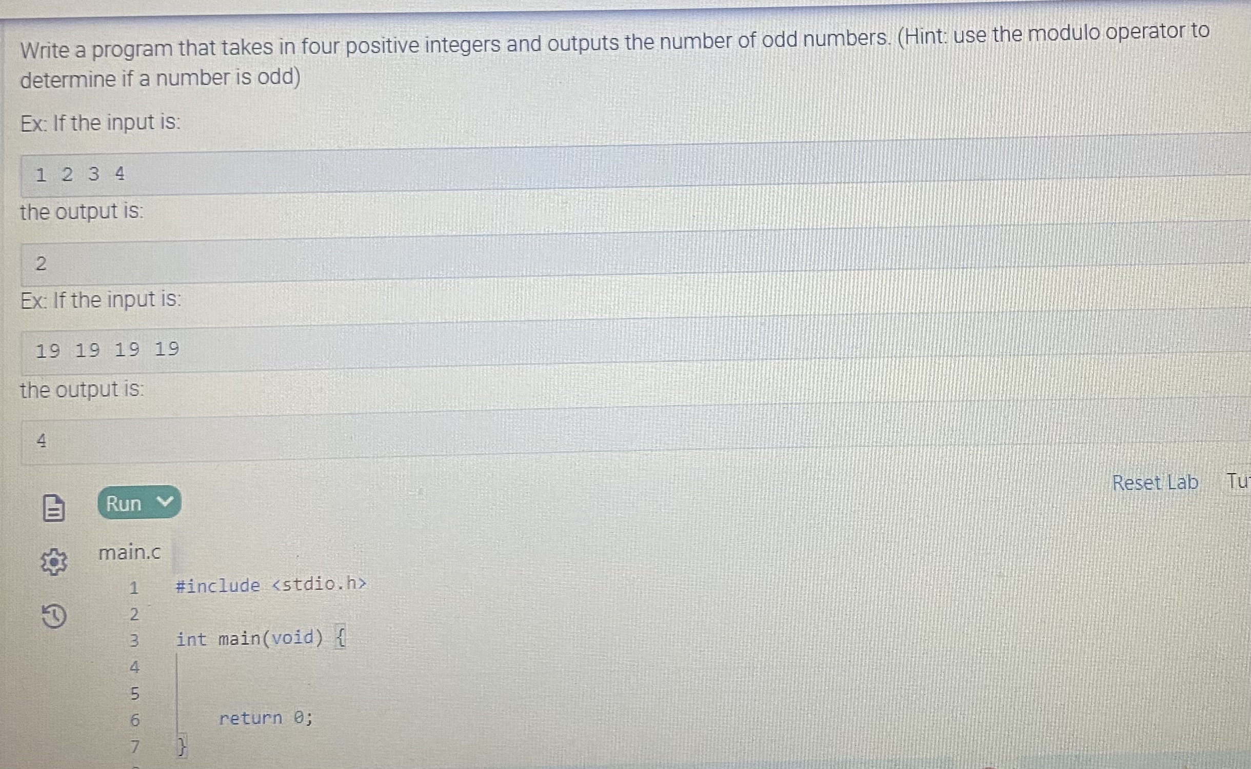 Write a program that takes in four positive integers | Chegg.com