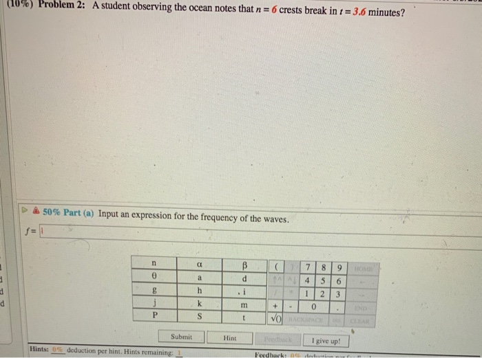 Solved (10%) Problem 2: A student observing the ocean notes | Chegg.com