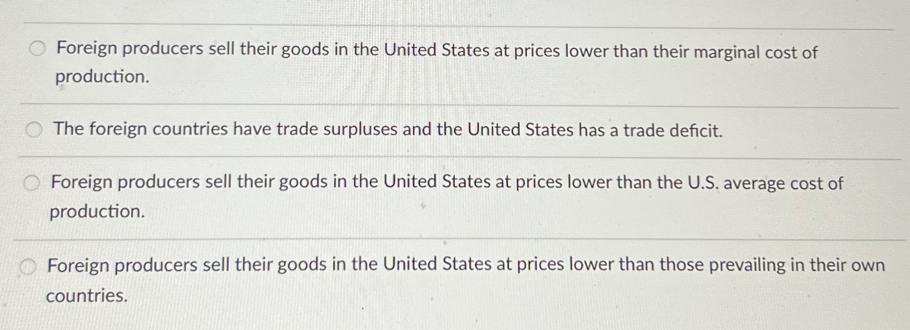 Solved Foreign producers sell their goods in the United | Chegg.com