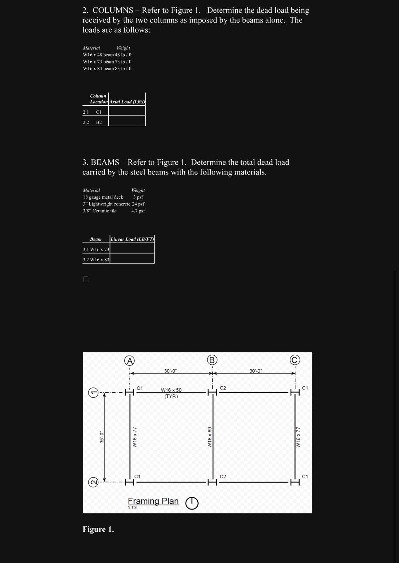 Solved COLUMNS - ﻿Refer to Figure 1. ﻿Determine the dead | Chegg.com