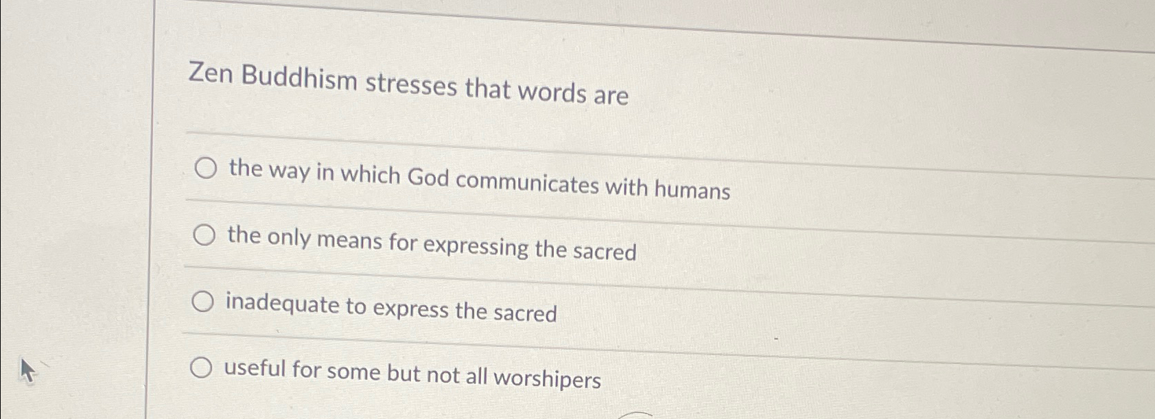 Solved Zen Buddhism stresses that words arethe way in which | Chegg.com