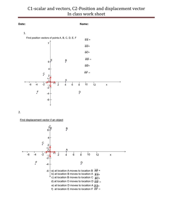 Solved C1-scalar and vectors, C2-Position and displacement | Chegg.com