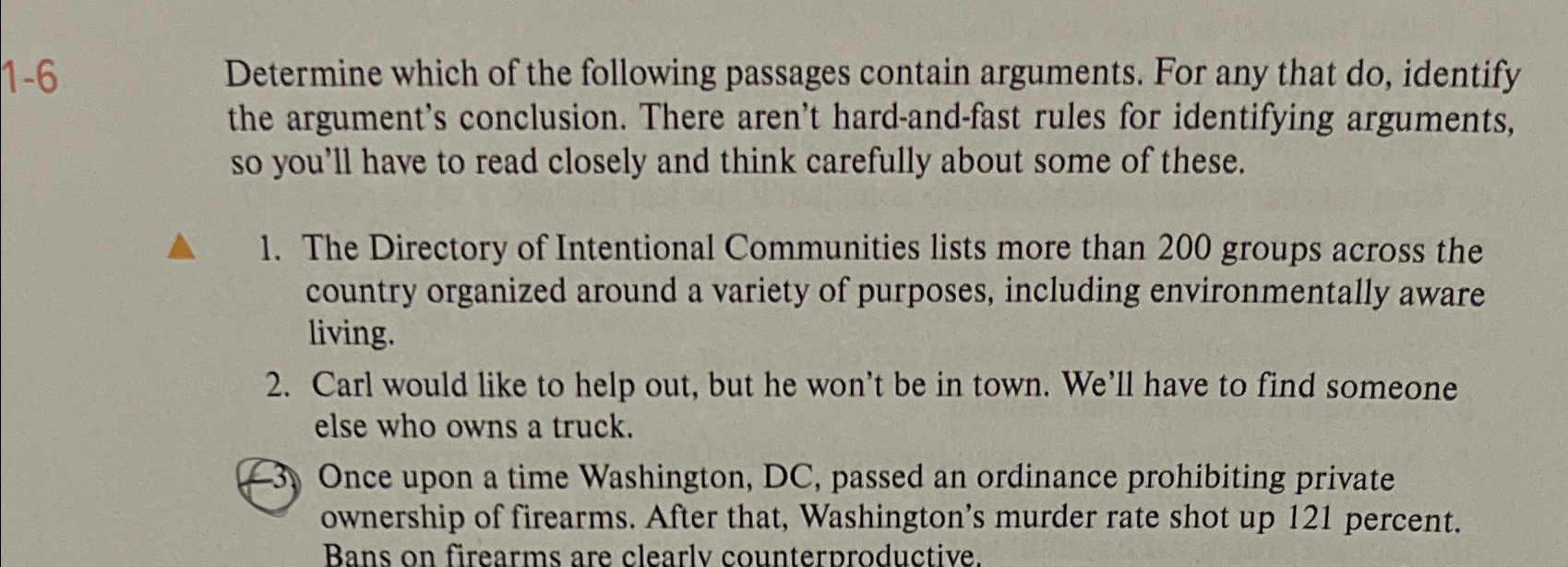 Solved 1-6 ﻿Determine which of the following passages | Chegg.com