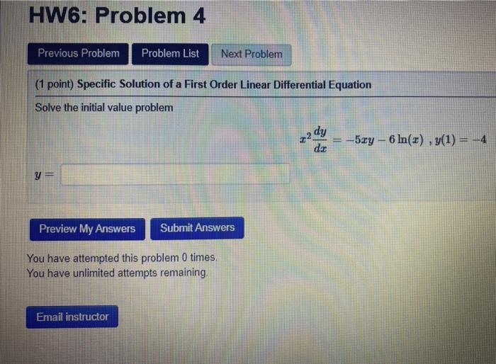 Solved HW6: Problem 2 Previous Problem Problem List Next | Chegg.com