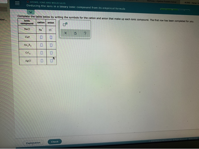 Solved - O ATOMS, IONS AND MOLECULES Deducing the ions in a | Chegg.com