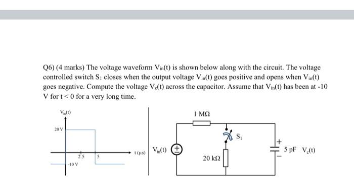 Solved Q6) (4 marks) The voltage waveform Vin (t) is shown | Chegg.com