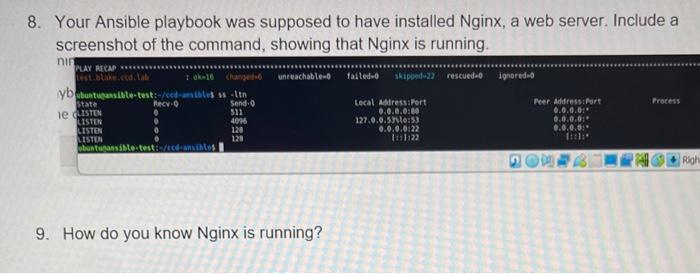 Solved 8. Your Ansible playbook was supposed to have | Chegg.com