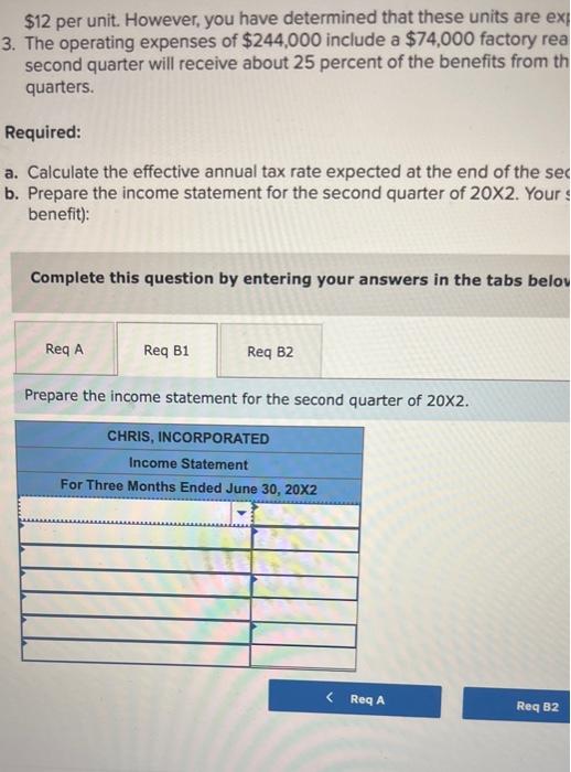Solved Chris Incorporated has accumulated the following | Chegg.com