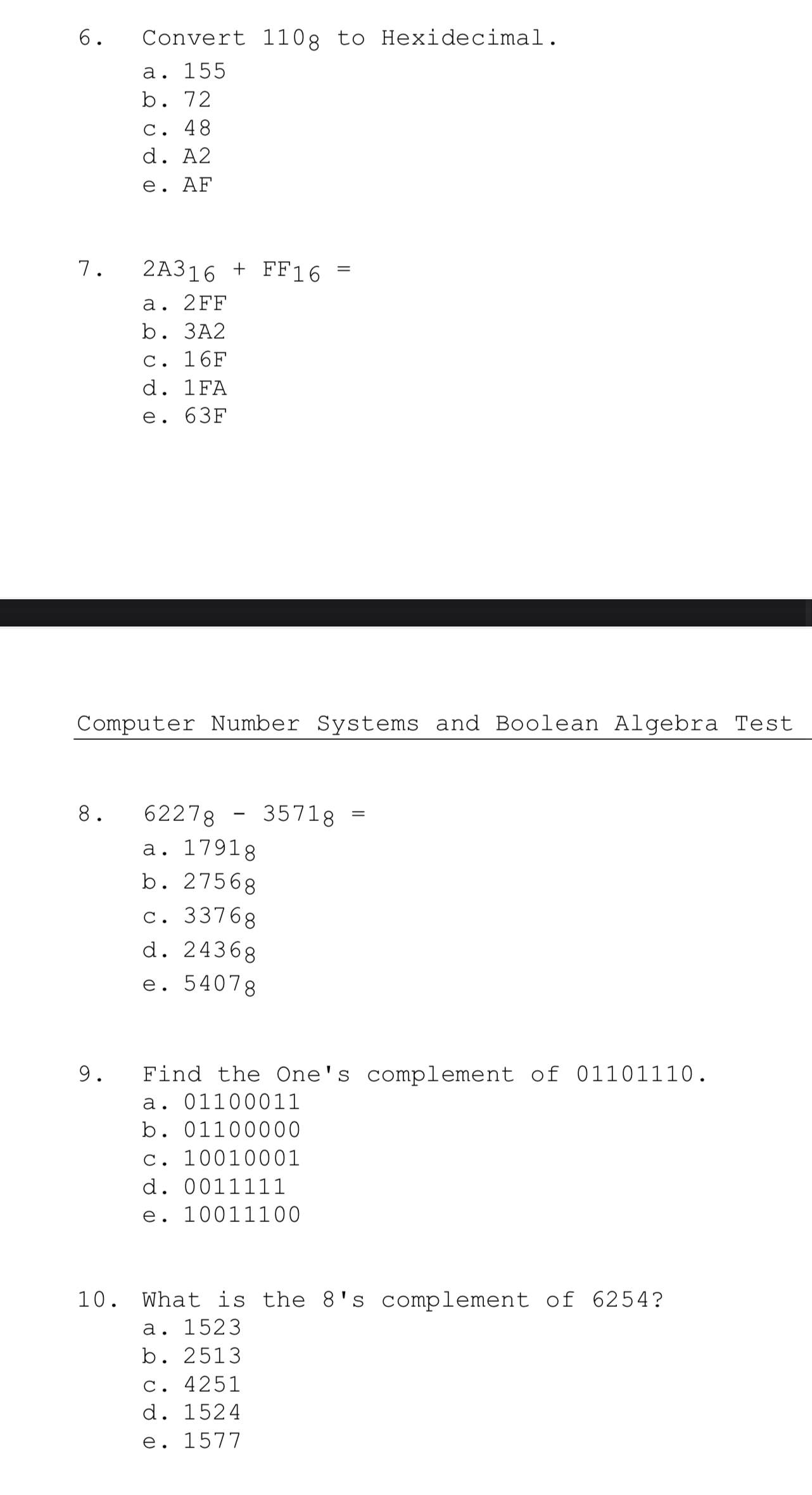Solved Convert 1108 ﻿to Hexidecimal.a. 155b. 72c. 48d. | Chegg.com