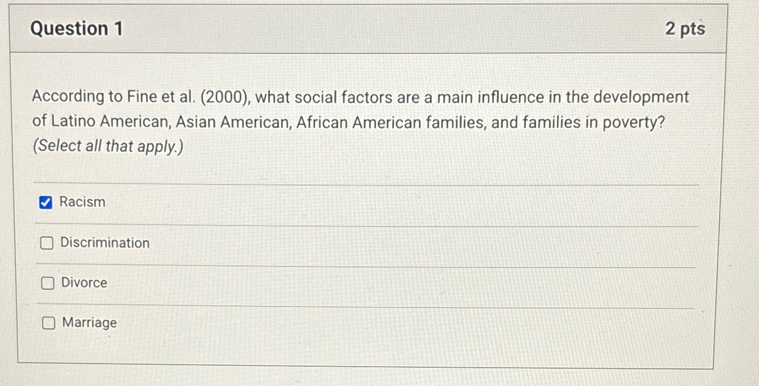 Solved Question 12 ﻿ptsAccording to Fine et al. (2000), | Chegg.com