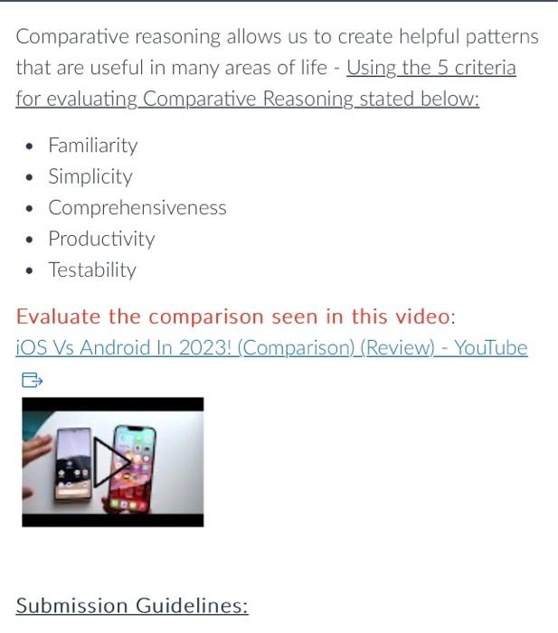 Solved Comparative reasoning allows us to create helpful | Chegg.com