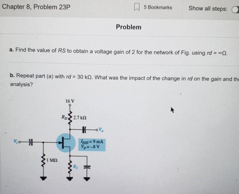 Solved Chapter 8, Problem 23P 5 Bookmarks Show all steps: | Chegg.com
