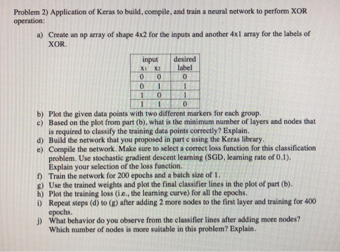 Problem 2 Application Of Keras To Build Compile 