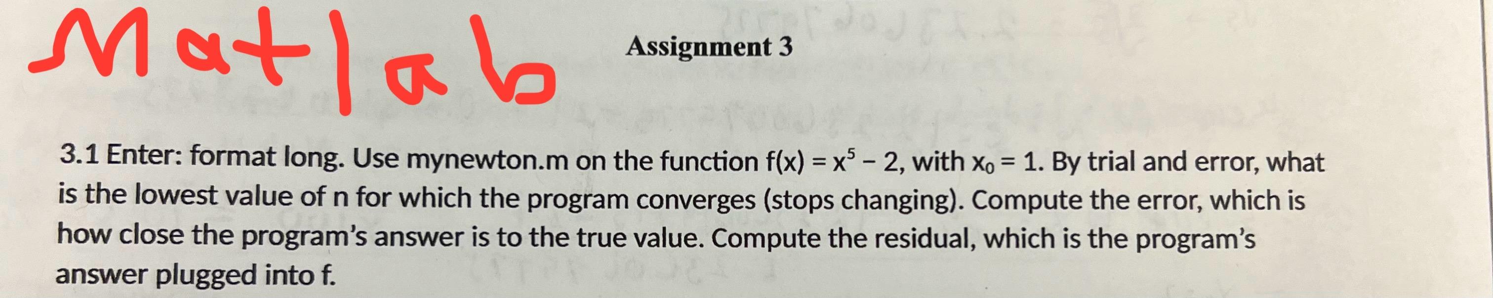 Solved Solve in Matlab please! Assignment 33.1 ﻿Enter: | Chegg.com
