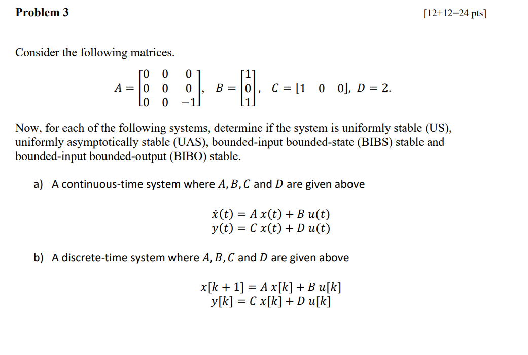 Solved Problem 3Consider the following | Chegg.com