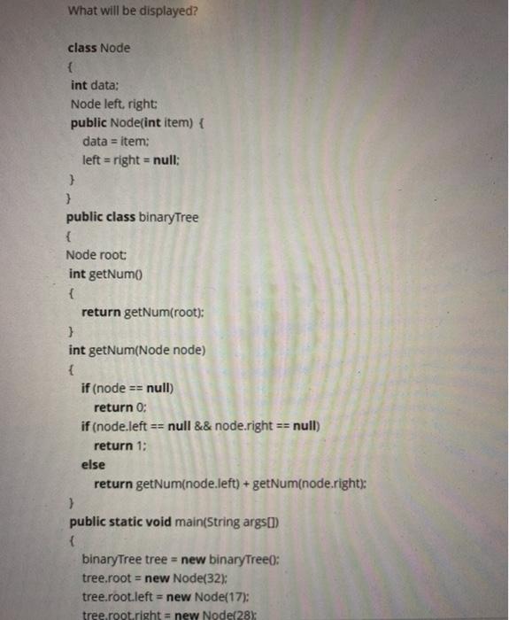 Solved What will be displayed? class Node { int data: Node | Chegg.com