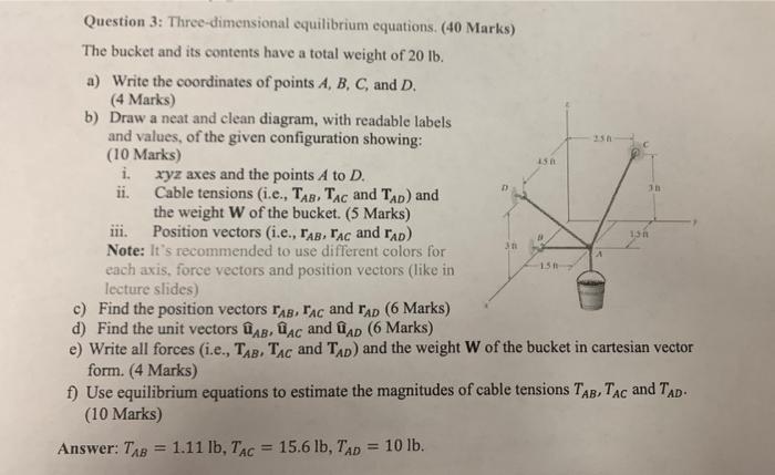 Solved Question 3: Three-dimensional equilibrium equations. | Chegg.com